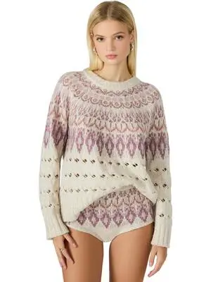 Steve Madden Suzette Sweater Multi Fair Isle Pattern Long Sleeve Pullover - Multicolor