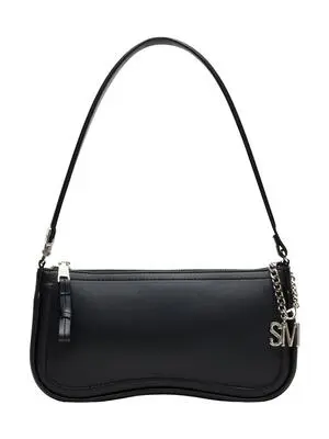Steve Madden Sculpted Shoulder Bag With Logo Chain Charm - Black