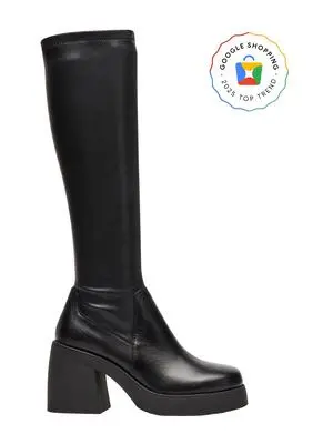 Steve Madden Berkleigh Square Toe Knee High Platform Boots - Black