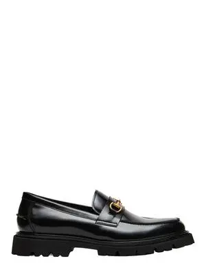 Steve Madden Naxos Leather Slip-on Loafers With Horsebit Hardware - Black