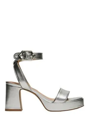 Steve Madden Elida Leather Sandals - Silver