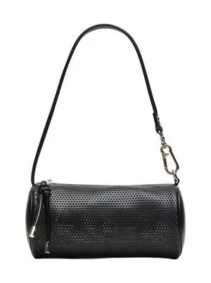 Steve Madden Priya Perforated Mini Barrel Shoulder Bag - Black