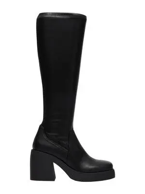 Steve Madden Berkleigh Wide Calf Block Heel Boots - Black