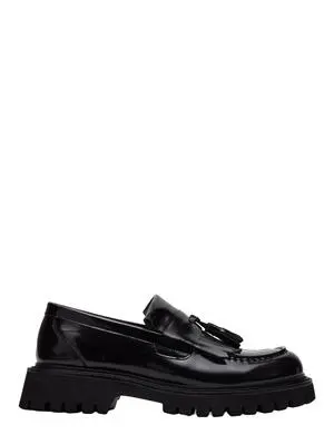 Steve Madden Zev Tassel Lug Loafers - Black Box