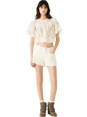 Steve Madden Steve Madden Callum Cropped Lace Top Cream