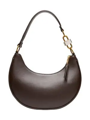 Steve Madden Structured Crescent Hobo Shoulder Bag With Statement Hardware - Walnut