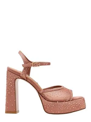 Steve Madden Embellished Platform Block Heels - Mocha