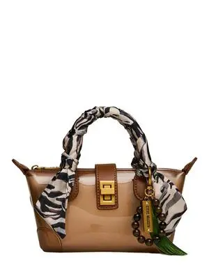 Steve Madden Mini Jelly Top Handle Bag With Scarf Detail - Tan