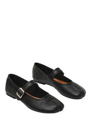 Steve Madden Steve Madden Calara Leather Ballet Flats With Mary Jane Strap Black