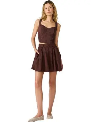 Steve Madden Eyelet Flower Detail Mini Skirt - Walnut