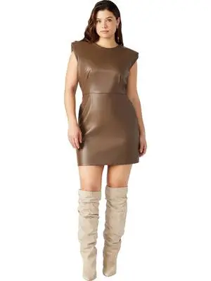 STEVE MADDEN Steve Madden Belen Sleeveless Faux Leather Mini Dress