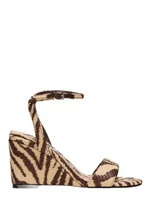 Steve Madden Myka Wedge Sandals - Zebra Raffia