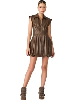 Steve Madden Dyanne Faux Leather Zip-front Mini Dress - Coco