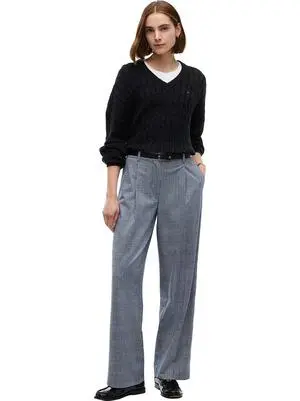 Tommy Hilfiger Glen Plaid Wide Leg Stretch Pants - Blue