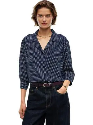 Tommy Hilfiger Printed Crepe Pajama Shirt - Carbon Navy