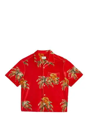 PINE LOS ANGELES Aloha Shirt-burning Palm - Red