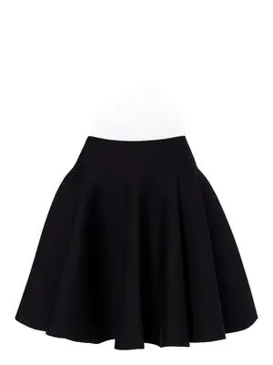 Alaïa Flared Wool-blend Miniskirt - Black