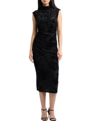 Sam Edelman Sam Edelman Floral Devoré Sheath Midi Dress Black