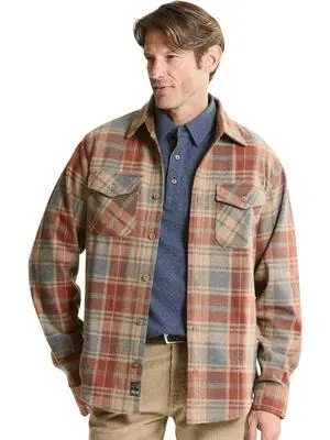 JACHS Knit Flannel Button-up Shirt - Brown