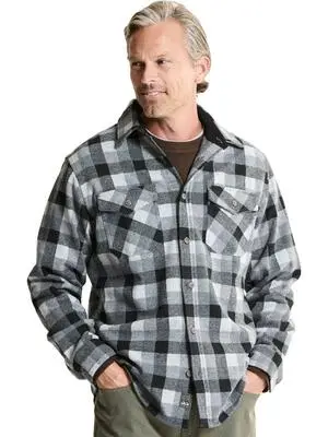 JACHS Knit Flannel Button-up Shirt - Grey