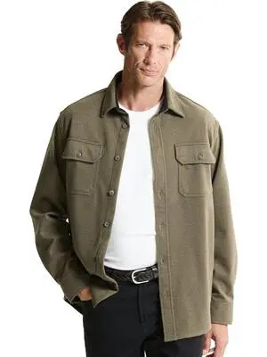 JACHS Poly Rayon Twill Overshirt - Olive