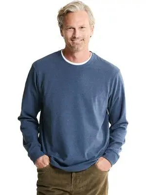 JACHS Ultra Soft Heather Knit Crewneck Sweatshirt Navy
