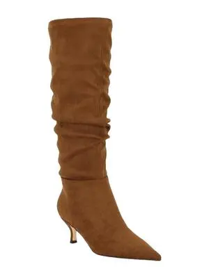 Nine West Sawyor Faux Leather Knee High Slouch Boots - Medium Brown