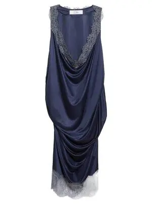 PILLINGS BY RYOTA MURAKAMI Lace Trim Charmeuse Slipdress - Navy