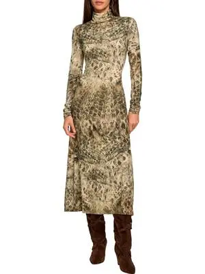 Ramy Brook Valerie Turtleneck Midi Dress - Bone Python
