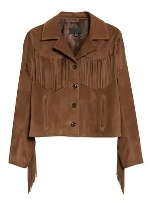 NILI LOTAN Nili Lotan Eloi Cropped Suede Fringe Jacket