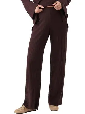 RIPE MATERNITY Dallas Rib Knit Wide Leg Pants - Cocoa