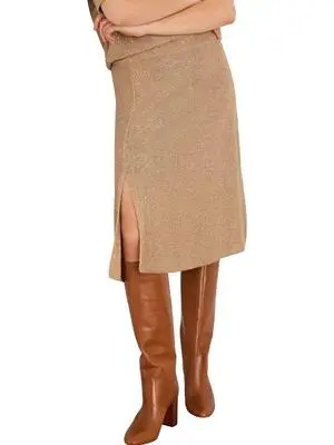 NIC+ZOE Sequin Knit Midi Skirt - Chinchilla