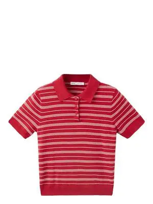 Mango Striped Polo Sweater - Red