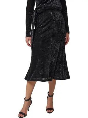 Donna Karan New York Stretch Velvet Skirt - Black