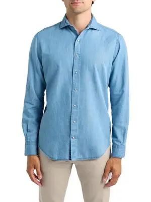 Johnnie-o Chambray Snap Long Sleeve Shirt - Ripple