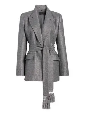 KOBI HALPERIN Kobi Halperin Trinity Metallic Tie Waist Wool Blend Blazer