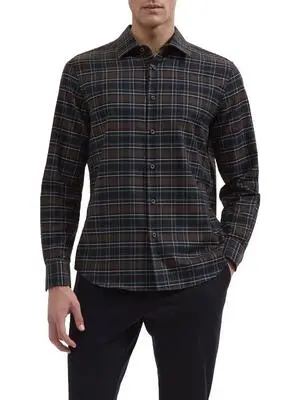 Bugatchi Julian Shaped Cotton And Cashmere Shirt - Chocolate