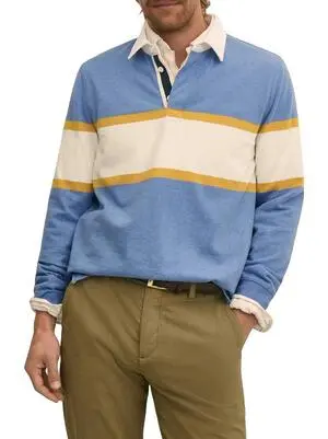 Brooks Brothers Long Sleeve Non-iron Twill Rugby Polo - Blue Multi