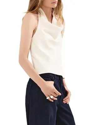 Mango Draped Halter Neck Top - Ecru