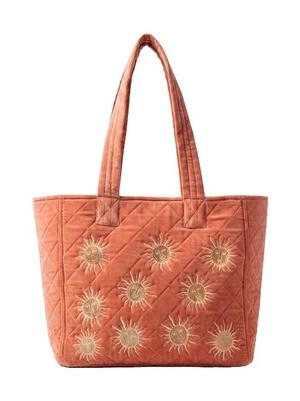 ELIZABETH SCARLETT Sun Goddess Quilted Velvet Tote - Rust