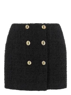 BALMAIN Balmain Embossed Button Detail Bouclé Mini Skirt