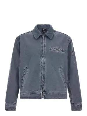 A.p.c. A.P.C. 'Alexis' Cotton Canvas Jacket With Corduroy Collar Gray
