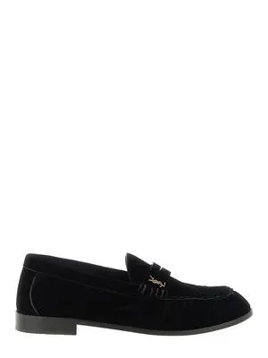 Saint Laurent Le Loafer Velvet Loafers - Black