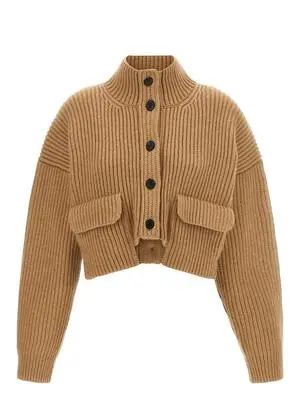 Khaite Eita Cropped Cashmere Cardigan - Beige