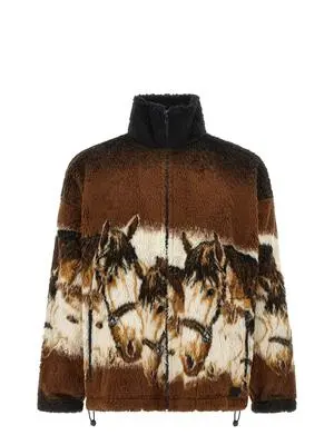 MAISON MARGIELA Graphic Print Fleece Jacket - Brown