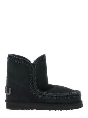 Mou Eskimo 18 Glitter Logo Suede Ankle Boots - Black
