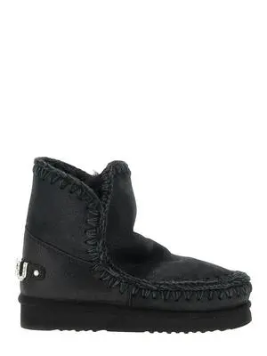 Mou Eskimo 18 Rhinestone Logo Suede Ankle Boots - Black