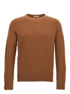 MA'RY'YA Wool Blend Crew Neck Sweater - Brown