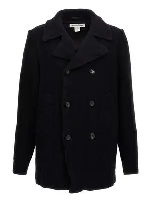 COMME DES GARÇONS COMME DES GARÇONS SHIRT Double-Breasted Wool Coat With Knitted Sleeves