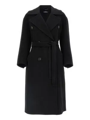 Max Mara Dalila Double Breasted Wool Cashmere Coat - Black
